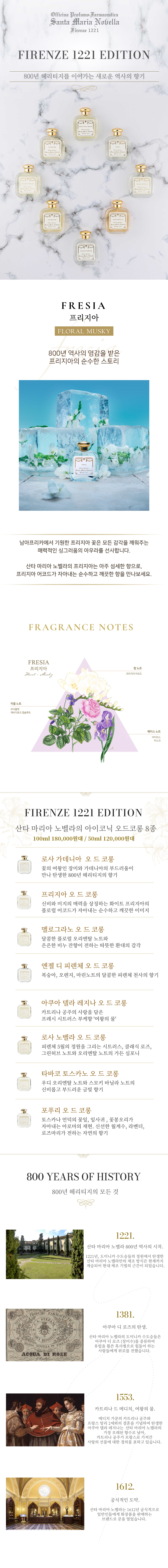 Santa Maria Novella 산타마리아노벨라 [선물포장] 프리지아 오드코롱 50ml 왁스타블렛 프리지아 Set