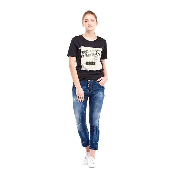 Dsquared2디스퀘어드2 16fw Season Off 스케치 프린트 코튼 반팔 티셔츠 Sivillage