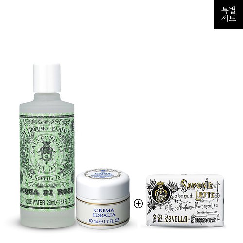 Santa Maria Novella 산타마리아노벨라 [산타 마리아 노벨라]아쿠아 디 로즈 크레마 이드랄리아 세트 솝 정품 증정