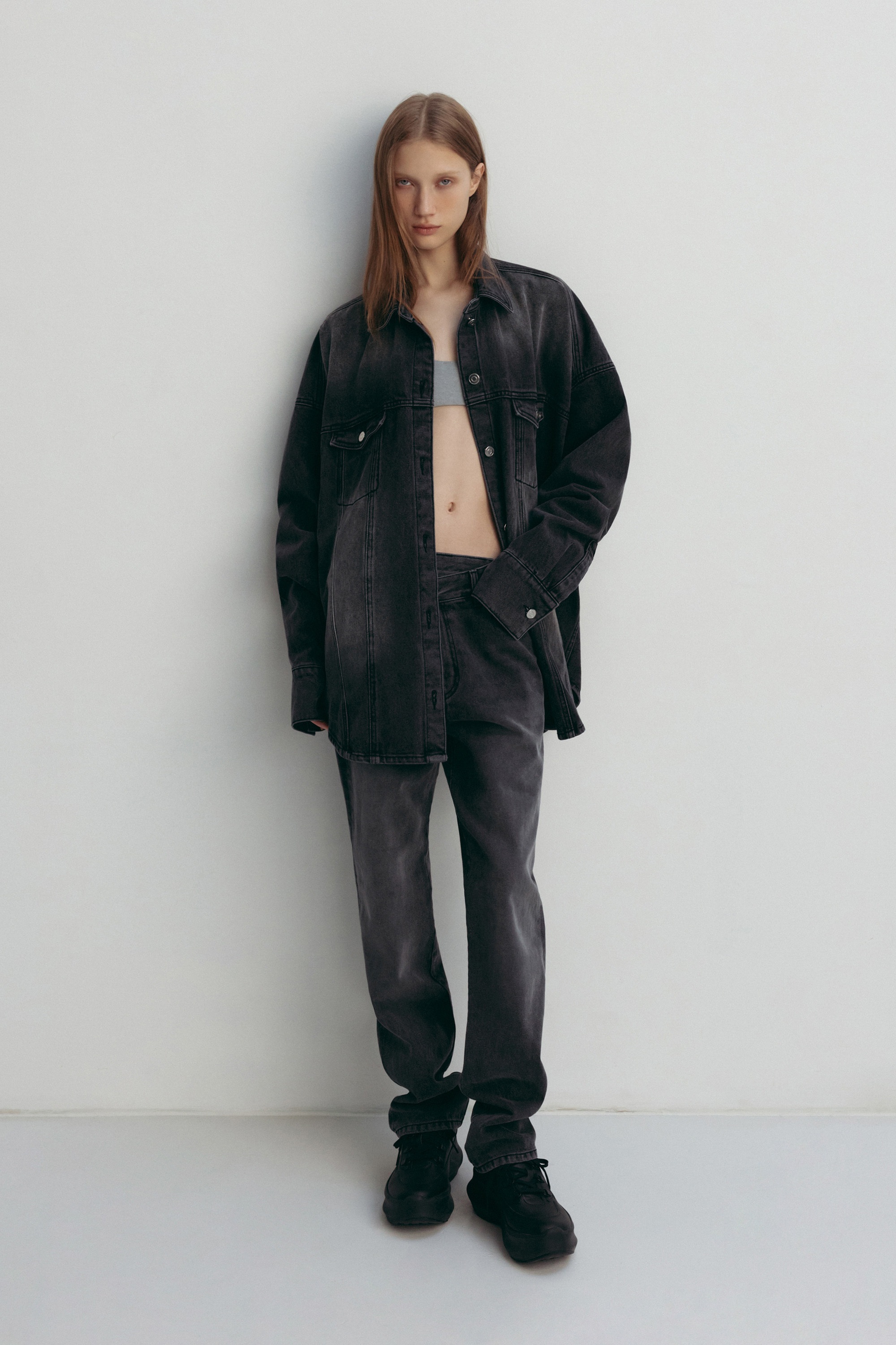 LEHA(레하) BLACKSTONE ASYMMETRIC JEANS (BLACK) | S.I.VILLAGE (에스아이빌리지)