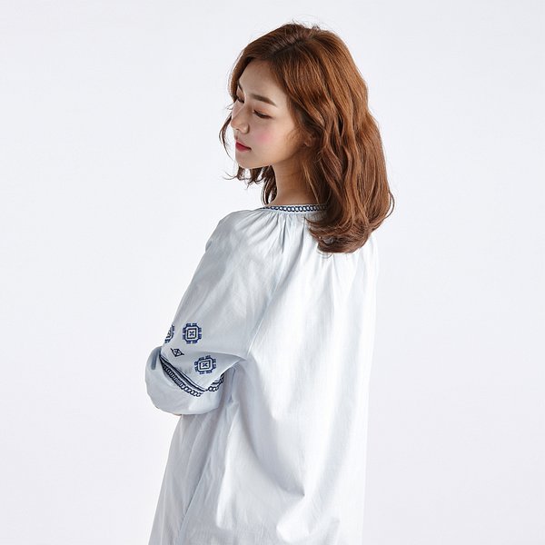 Jaju자주 여 면 자수 술 장식 7부 원피스 Sivillage 에스아이빌리지