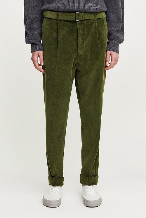 Officine Generale종료오피신제네랄종료 그린 스트랩 면혼방 롤업팬츠 Gmpa2f137e2 Si