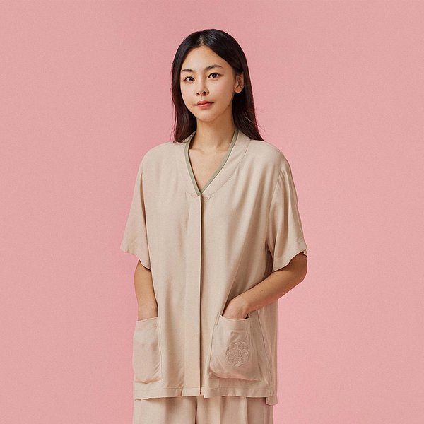 Jaju자주 여 한복 실내복 반팔 파자마 상의 Sivillage 에스아이빌리지
