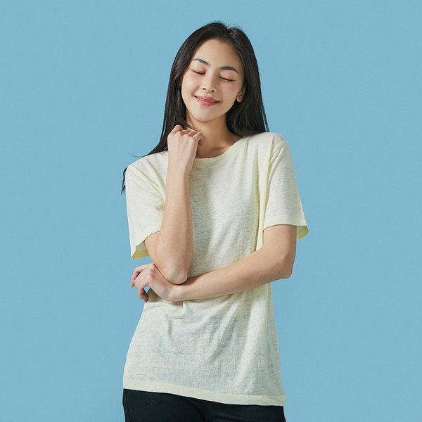 Jaju자주 리넨 반팔 티셔츠 Sivillage 에스아이빌리지