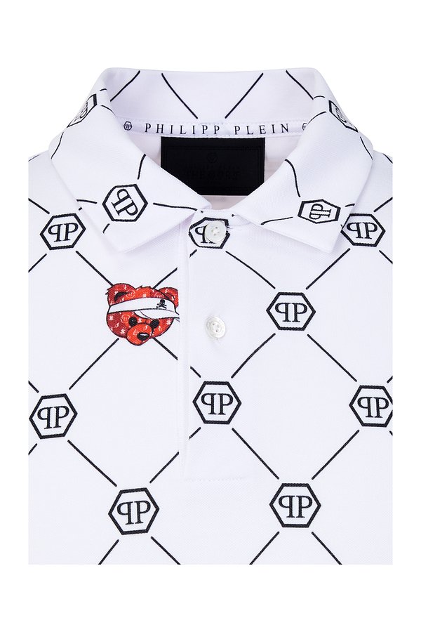 Philipp Plein Golf필립플레인 골프 Men 테디 모노그램 피케 롱 슬리브 폴로 셔츠 Sivillage
