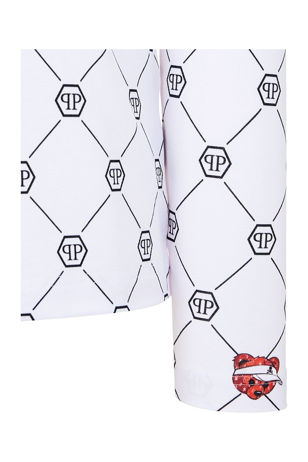 Philipp Plein Golf필립플레인 골프 Men 테디 모노그램 피케 롱 슬리브 폴로 셔츠 Sivillage