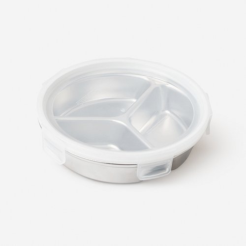 Jaju자주 스테인리스 원형 세 칸 나눔 찬통600ml Sivillage 에스아이빌리지