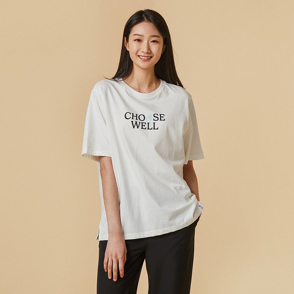 Jaju자주 여 Better 코튼 레터링 루즈핏 반팔 티셔츠 Sivillage 에스아이빌리지