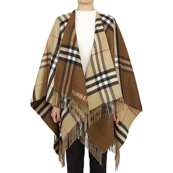 Burberry버버리 버버리 컨트라스트 체크 St Gnt Chk Splt 8059406 여자 울 캐시미어 케이프판초