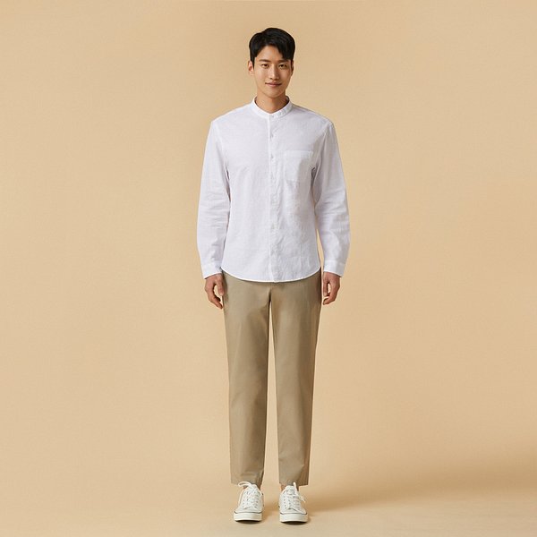 Jaju자주 남 리넨 헨리넥 셔츠 Sivillage 에스아이빌리지