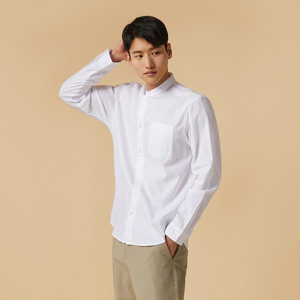 Jaju자주 남 리넨 헨리넥 셔츠 Sivillage 에스아이빌리지