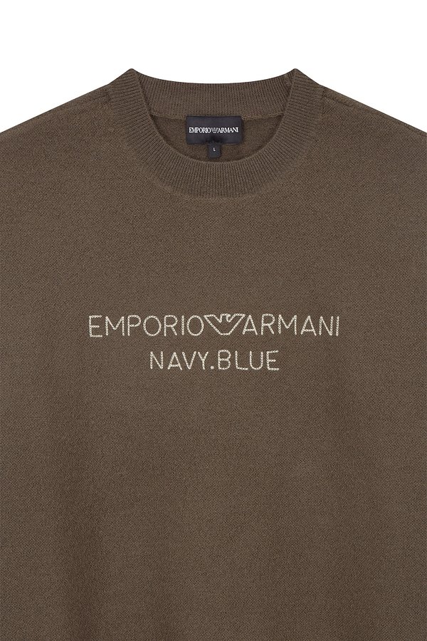 Emporio Armani엠포리오 아르마니 남성 자수 로고 울 크루넥 니트 Sivillage 에스아이빌리지