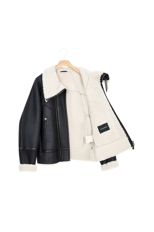 Emporio Armani엠포리오 아르마니 ★민호 Pick★ 남성 더블 벨트 넥 집업 무스탕 Sivillage 에스