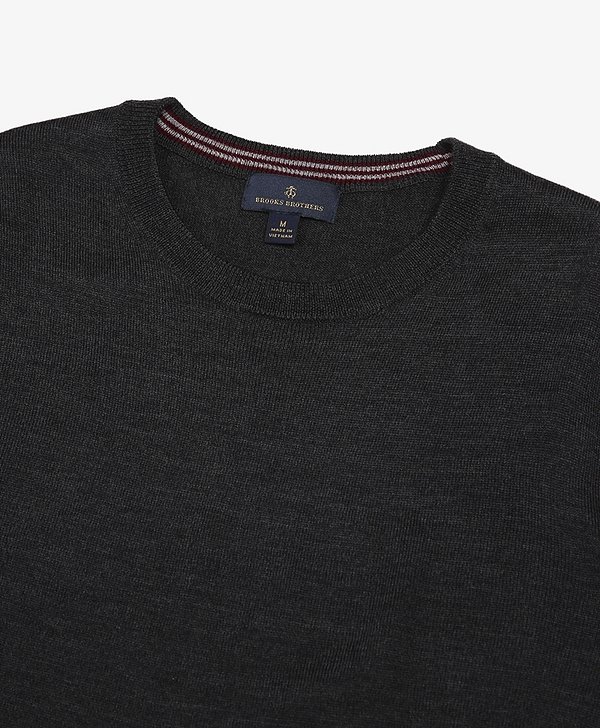Brooks Brothers브룩스 브라더스 Bb워셔블 메리노 울 크루넥 스웨터 차콜 74486162 Si