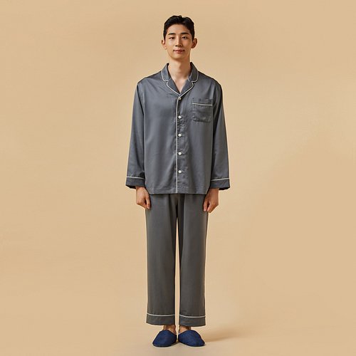 Jaju자주 남 새틴 컬러 파자마 세트 Sivillage 에스아이빌리지