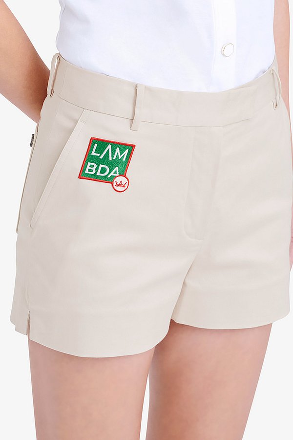 Lambda Golf람다골프 공식정품 람다 여성골프웨어 쇼츠 3d 패치 12210 라이트베이지 클래식 골프팬츠 Si