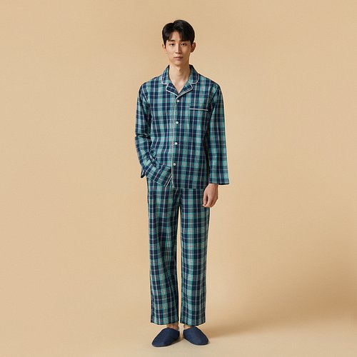 Jaju자주 남 Better 코튼 스트레치 멀티체크 10부 파자마상하세트 Sivillage 에스아이빌리지