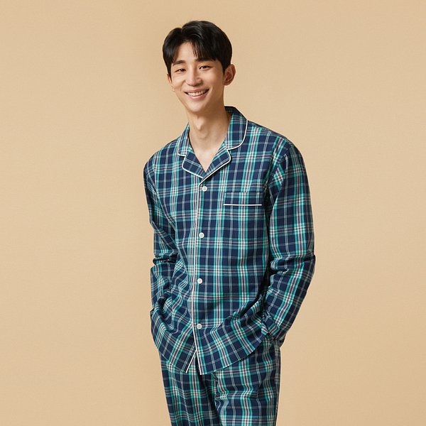 Jaju자주 남 Better 코튼 스트레치 멀티체크 10부 파자마상하세트 Sivillage 에스아이빌리지