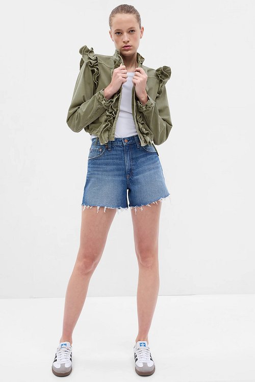 Gap Adults갭 Loveshackfancy 여성 크롭트 러플 트윌 자켓 Sivillage 에스아이빌리지