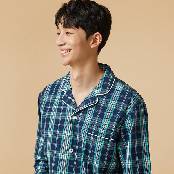 Jaju자주 남 Better 코튼 스트레치 멀티체크 10부 파자마상하세트 Sivillage 에스아이빌리지