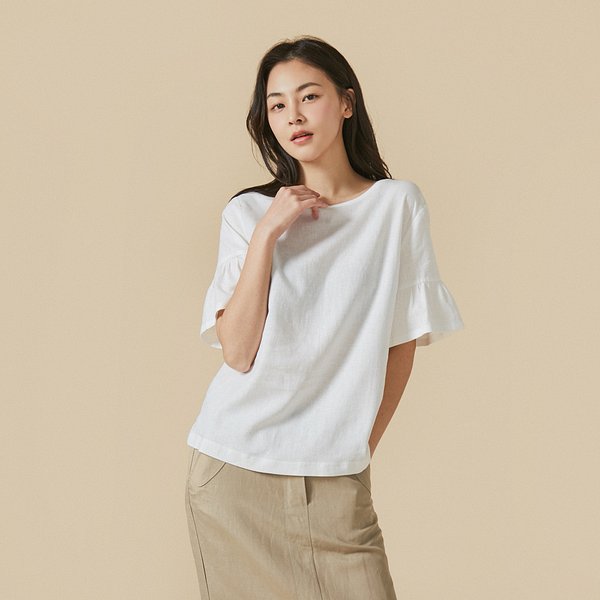 Jaju자주 이지케어 리넨 반팔 블라우스 Sivillage 에스아이빌리지