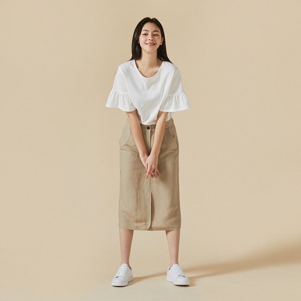 Jaju자주 이지케어 리넨 반팔 블라우스 Sivillage 에스아이빌리지