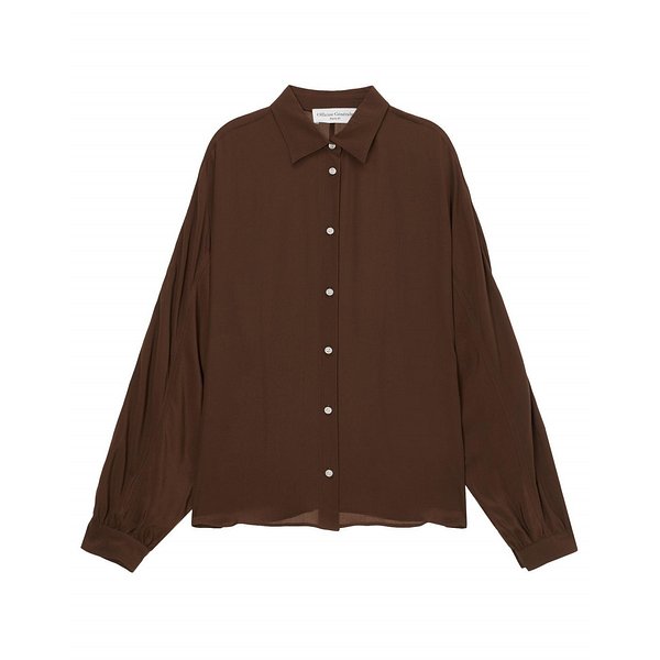 Officine Generale종료오피신제네랄종료 브라운 단색 실크 긴팔블라우스 Gwbl2e117w2 Si