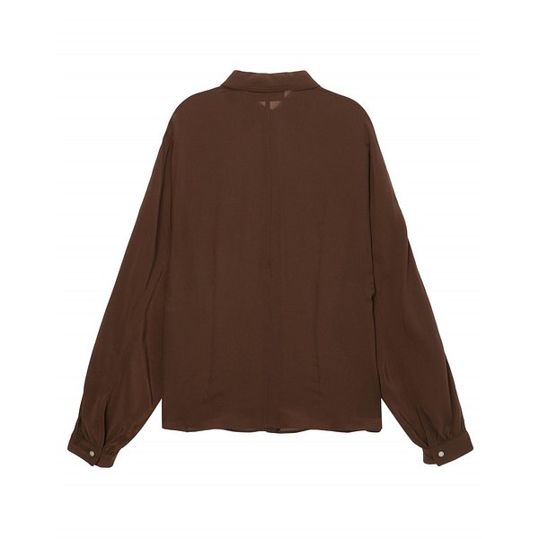 Officine Generale종료오피신제네랄종료 브라운 단색 실크 긴팔블라우스 Gwbl2e117w2 Si