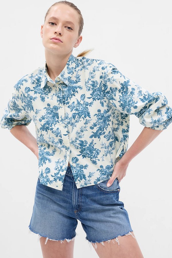 Gap Adults갭 Loveshackfancy 여성 크롭트 플로럴 패턴 셔츠 Sivillage 에스아이빌리지
