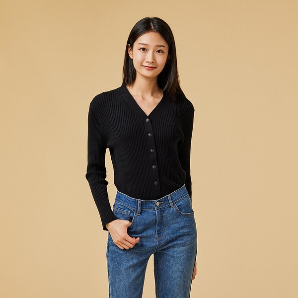 Jaju자주 슬림핏 립 가디건 Sivillage 에스아이빌리지