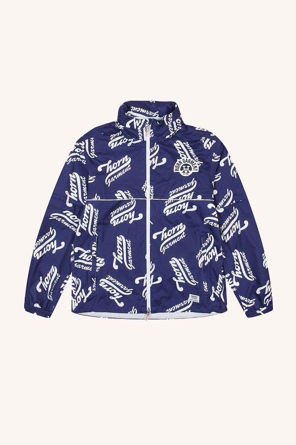 HORN GARMENT(혼가먼트) M HG CURSIVE LOGO PATTERN PRINT RAINWEAR JACKET ...