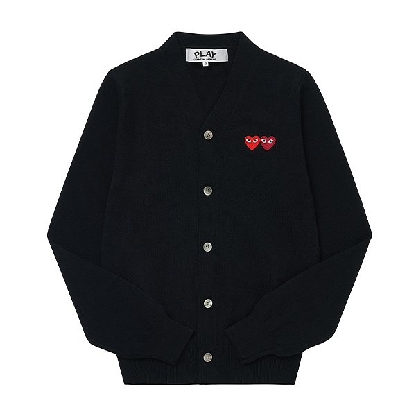 Comme Des Garcons꼼데가르송 꼼데가르송 P1n058 1 Play 플레이 더블 레드 하트 와펜 남성 가디건 S