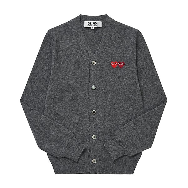 Comme Des Garcons꼼데가르송 꼼데가르송 P1n058 3 Play 플레이 더블 레드 하트 와펜 남성 가디건 S