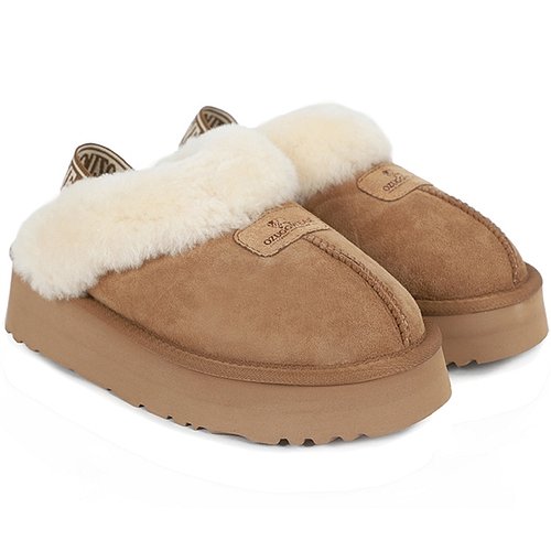 Ozwear오즈웨어 오즈어그웨어 양털 슬리퍼 Ugg 코케트 백스트랩 플랫폼 Ouw111peb Chestnut Si