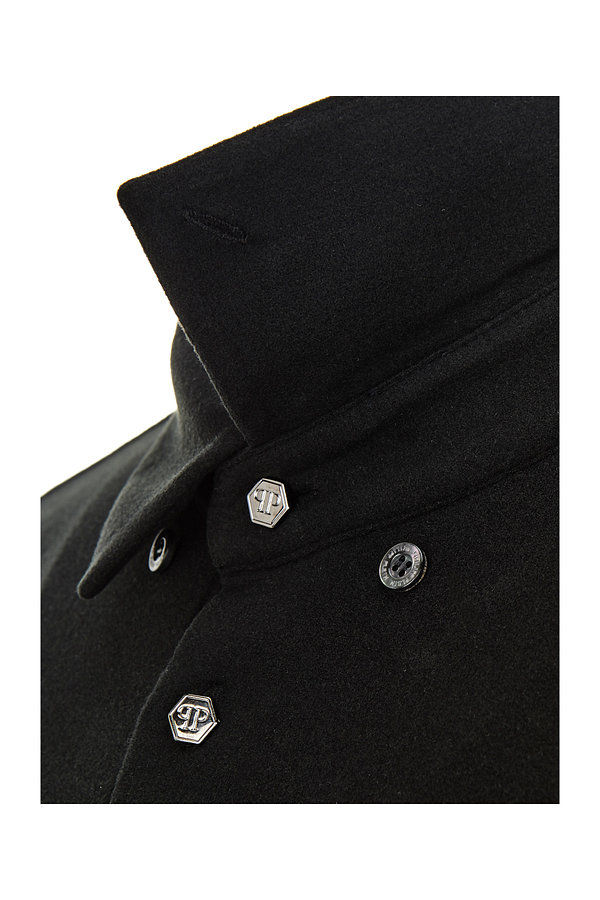 Philipp Plein Golf필립플레인 골프 Men 카프 퍼 엠브로이더리 롱 슬리브 폴로 셔츠 Si