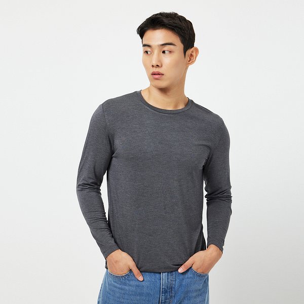 Jaju자주 남 Jaju Heat 라운드넥 긴팔 티셔츠 Sivillage 에스아이빌리지