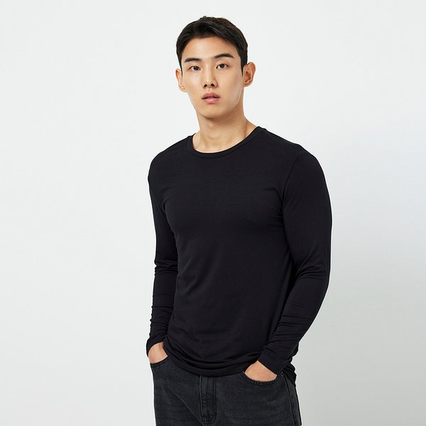 Jaju자주 남 Jaju Heat 라운드넥 긴팔 티셔츠 Sivillage 에스아이빌리지