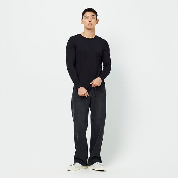 Jaju자주 남 Jaju Heat 라운드넥 긴팔 티셔츠 Sivillage 에스아이빌리지