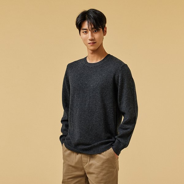 Jaju자주 남 메리노울 라운드넥 니트 Sivillage 에스아이빌리지
