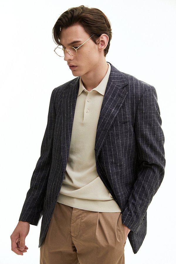 Man On The Boon맨온더분 Loro Piana Fabric 울 린넨 스트라이프 자켓 Sivillage