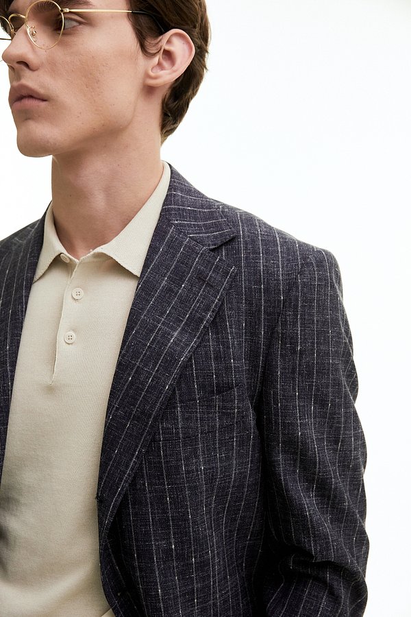 Man On The Boon맨온더분 Loro Piana Fabric 울 린넨 스트라이프 자켓 Sivillage