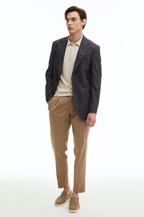 Man On The Boon맨온더분 Loro Piana Fabric 울 린넨 스트라이프 자켓 Sivillage