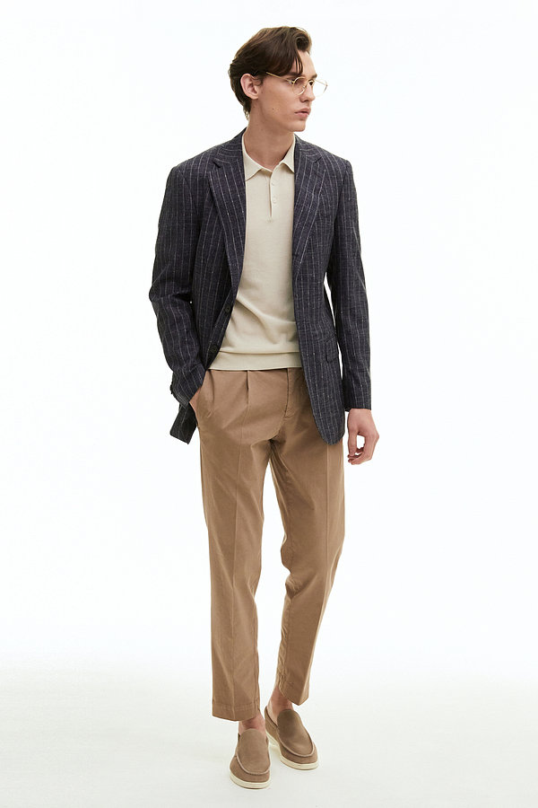 Man On The Boon맨온더분 Loro Piana Fabric 울 린넨 스트라이프 자켓 Sivillage