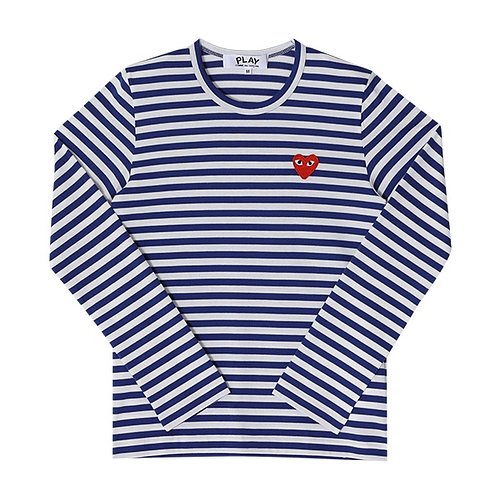 Comme Des Garcons꼼데가르송 꼼데가르송 P1t163 2 Play 플레이 레드 하트 와펜 스트라이프 여성 긴팔티