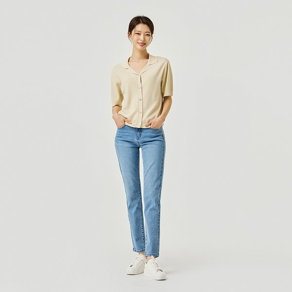 Jaju자주 여 카라 반팔 가디건 Sivillage 에스아이빌리지
