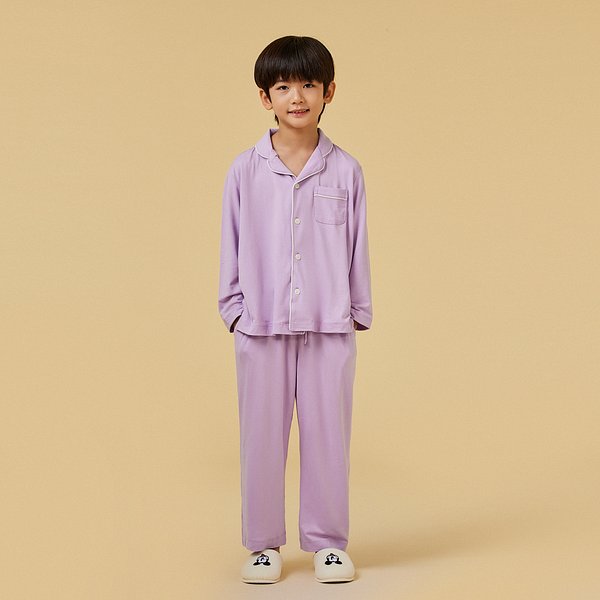 Jaju자주 키즈 피치기모 컬러 10부 파자마상하세트퍼플 Sivillage 에스아이빌리지