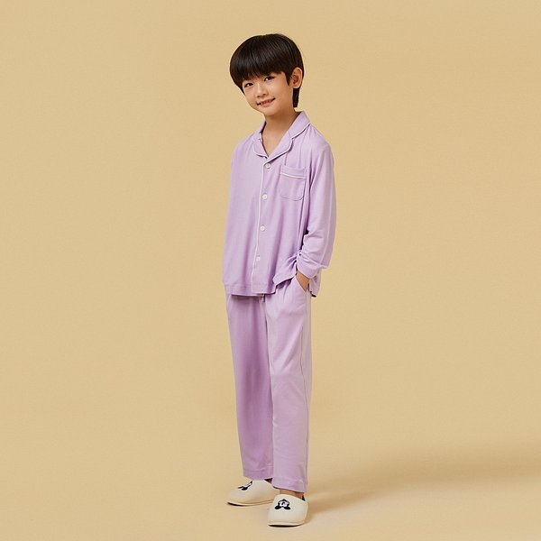 Jaju자주 키즈 피치기모 컬러 10부 파자마상하세트퍼플 Sivillage 에스아이빌리지