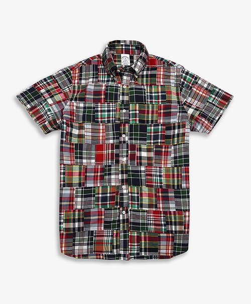 Brooks Brothers브룩스 브라더스 Bb마드라스 패치워크 숏 슬리브 스포츠 셔츠 멀티 74688321 S
