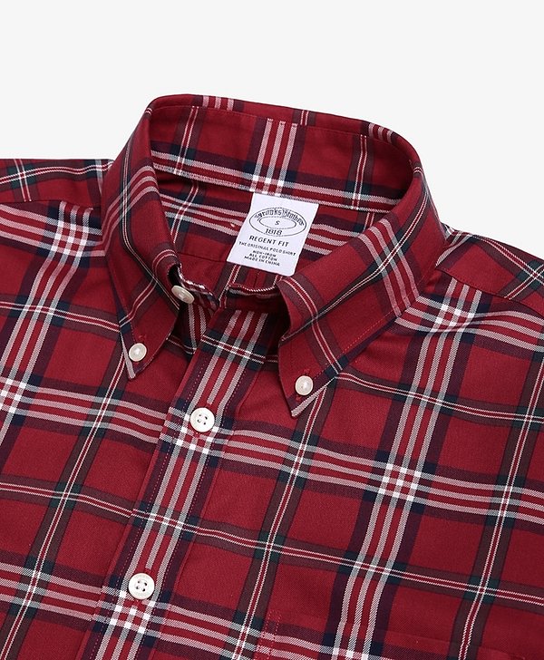 Brooks Brothers브룩스 브라더스 Bb리젠트핏 시그니처 타탄 스포츠 셔츠 다크 레드 74693632 S