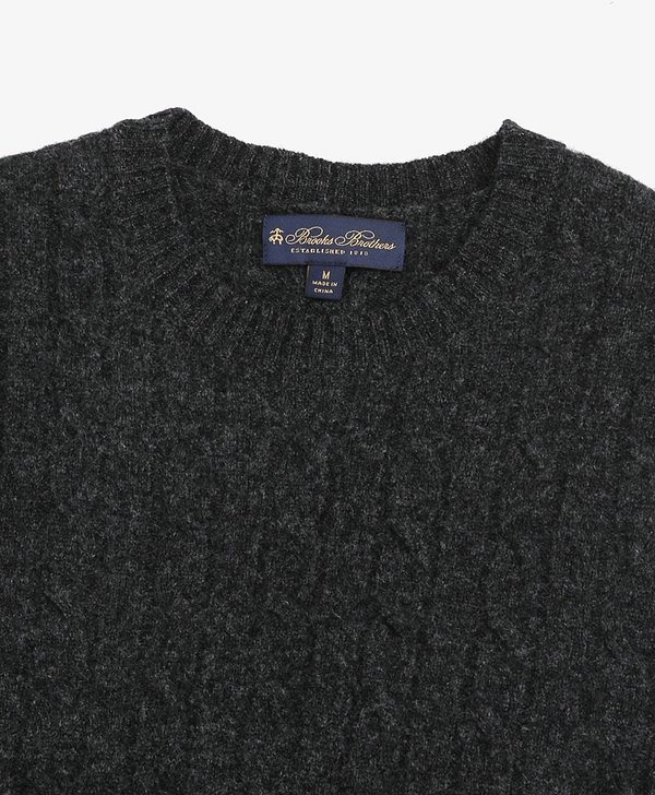 Brooks Brothers브룩스 브라더스 Bb 임직원 램스울 크루넥 케이블 스웨터 다크그레이 31645862